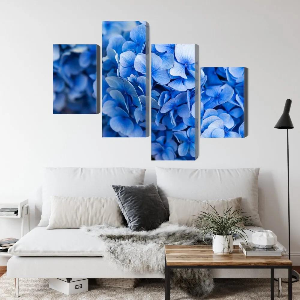 Vícedílný obraz Modré Květy Hortenzie Zblízka Nedostatek Nedostatek Přírodní plátno 240x150