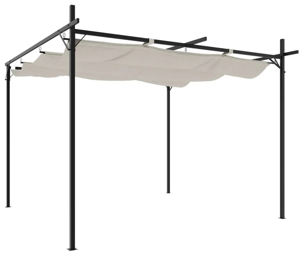 vidaXL Pergola se zatahovací střechou krémová 295 x 292 x 230 cm