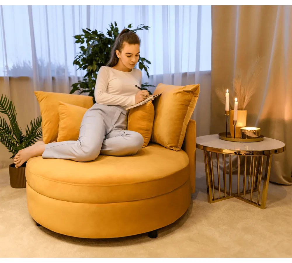 Designové křeslo SALOTO — látka, žlutá