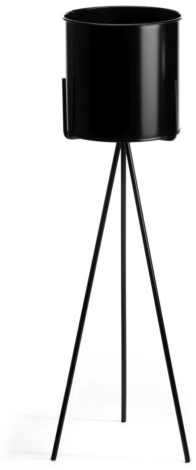 KOVOVÝ KVĚTINÁČ SE STOJÁNEM TRIPOD 80X25 CM ČERNÁ