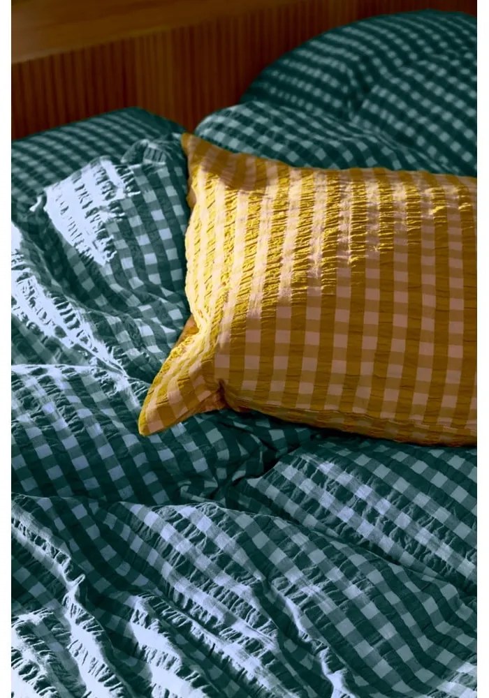 Zelené/modré krepové povlečení na jednolůžko/prodloužené 140x220 cm Bæk&Bølge – JUNA