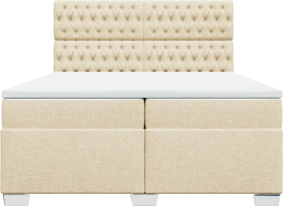 Box spring postel s matrací krémová 200x200 cm textil 3292907