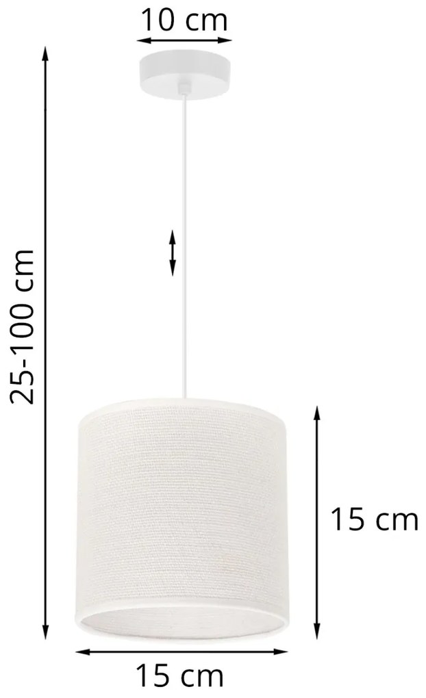 Závěsné svítidlo Juta, 1x bílé jutové stínítko, (fi 15cm), w