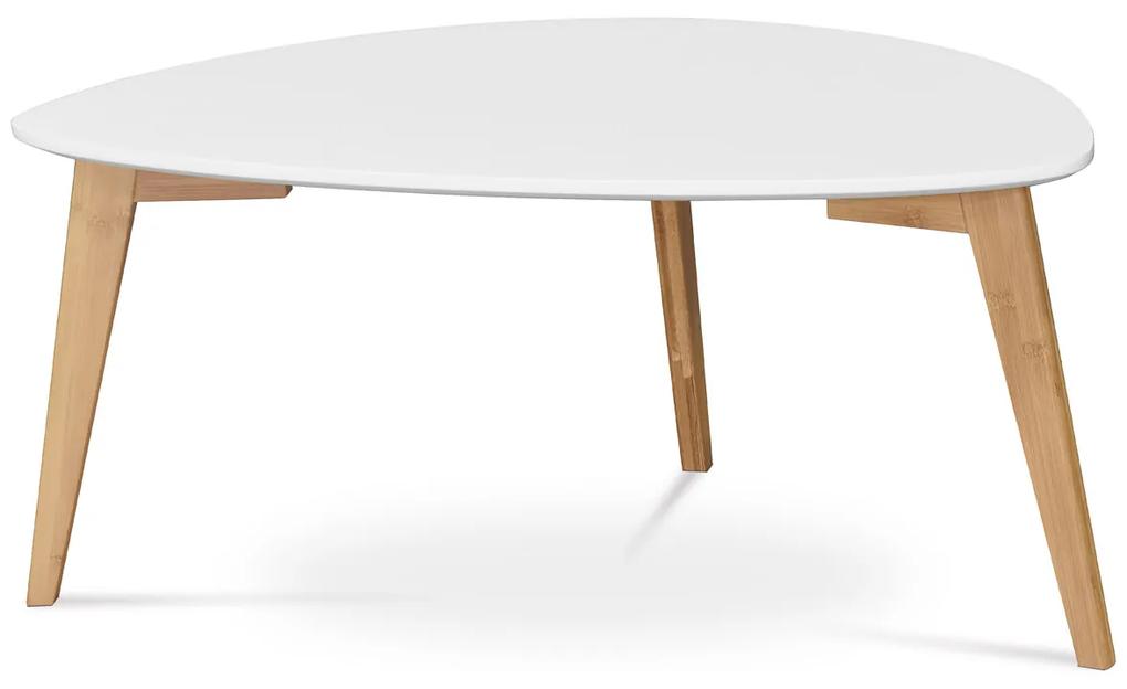 AUTRONIC Stůl konferenční 85x48x40 cm,  MDF bílá deska,  nohy bambus přírodní odstín
