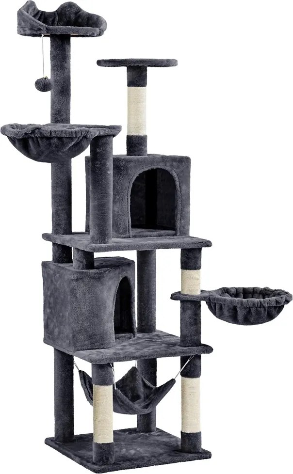 Škrabadlo pro kočky Yaheetech – tmavě šedá, 48,5 cm (délka) × 48,5 cm (šířka) × 174,5 cm (výška), 175 cm (266057693976)
