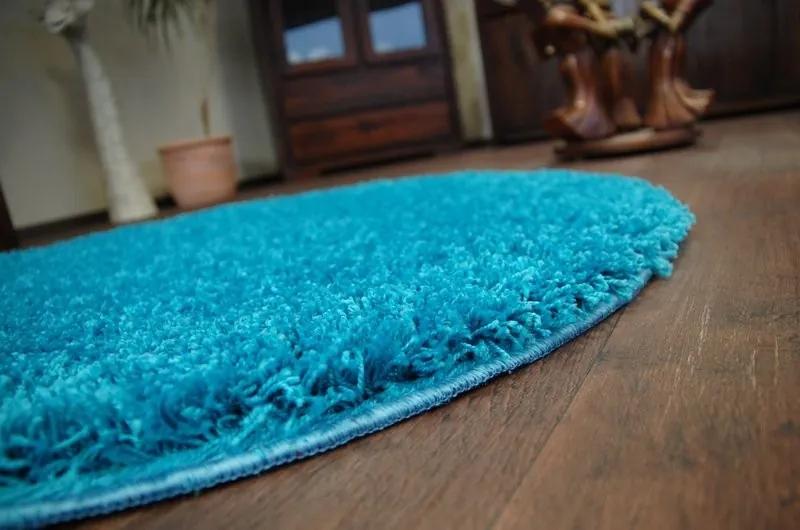 Kulatý koberec SHAGGY Hiza 5cm tyrkysový