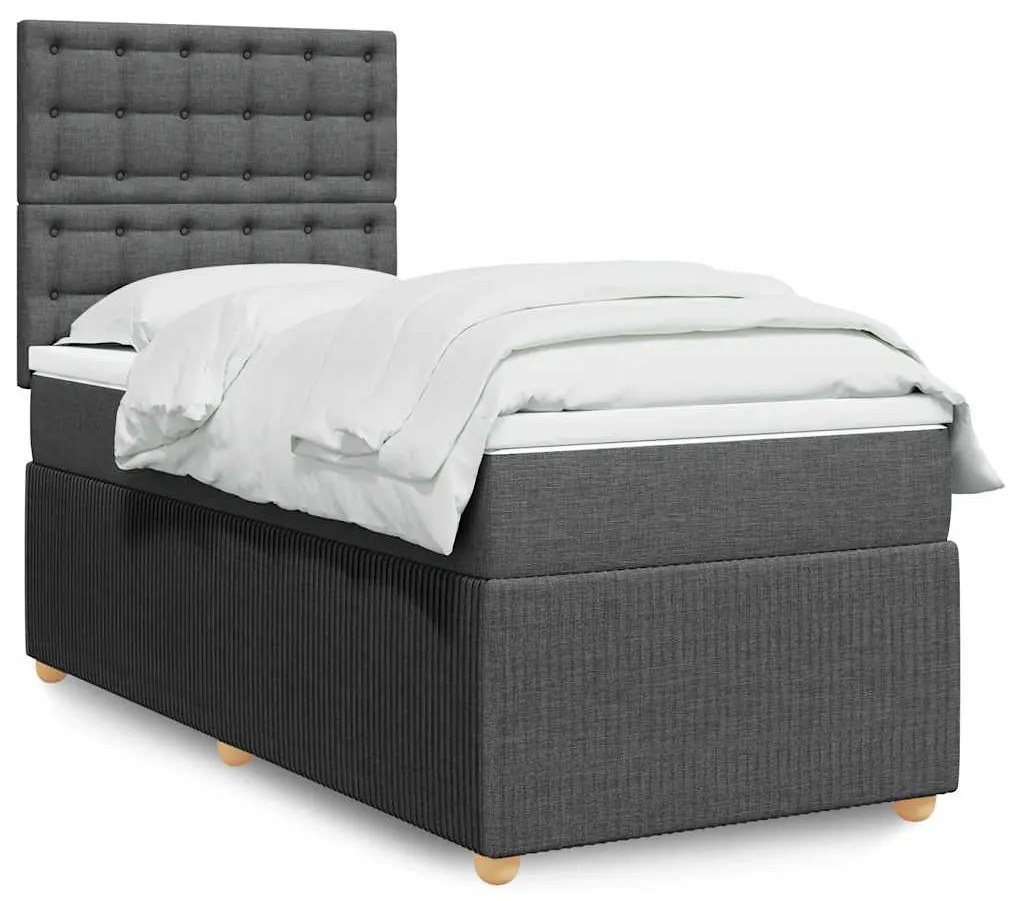 Box spring postel s matrací tmavě šedá 90x200 cm textil 3294254