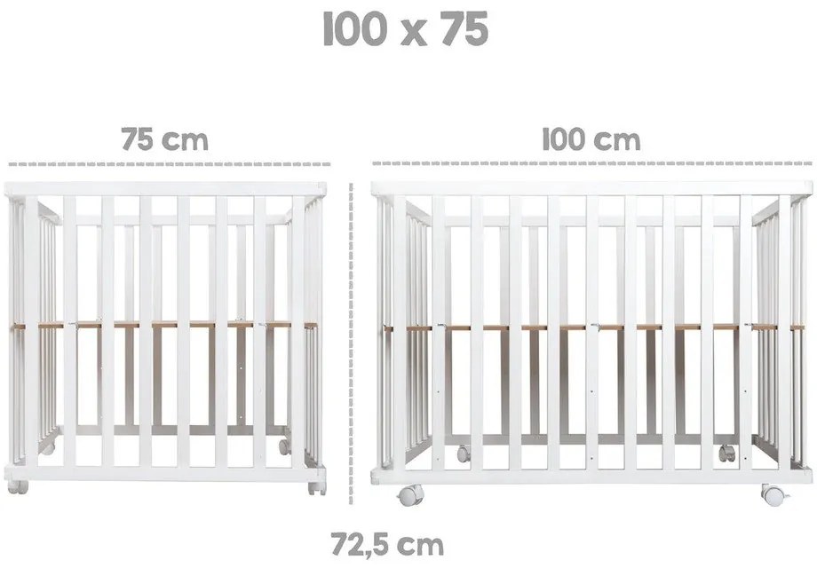 Bílá dětská ohrádka na kolečkách 100x75 cm Style – Roba