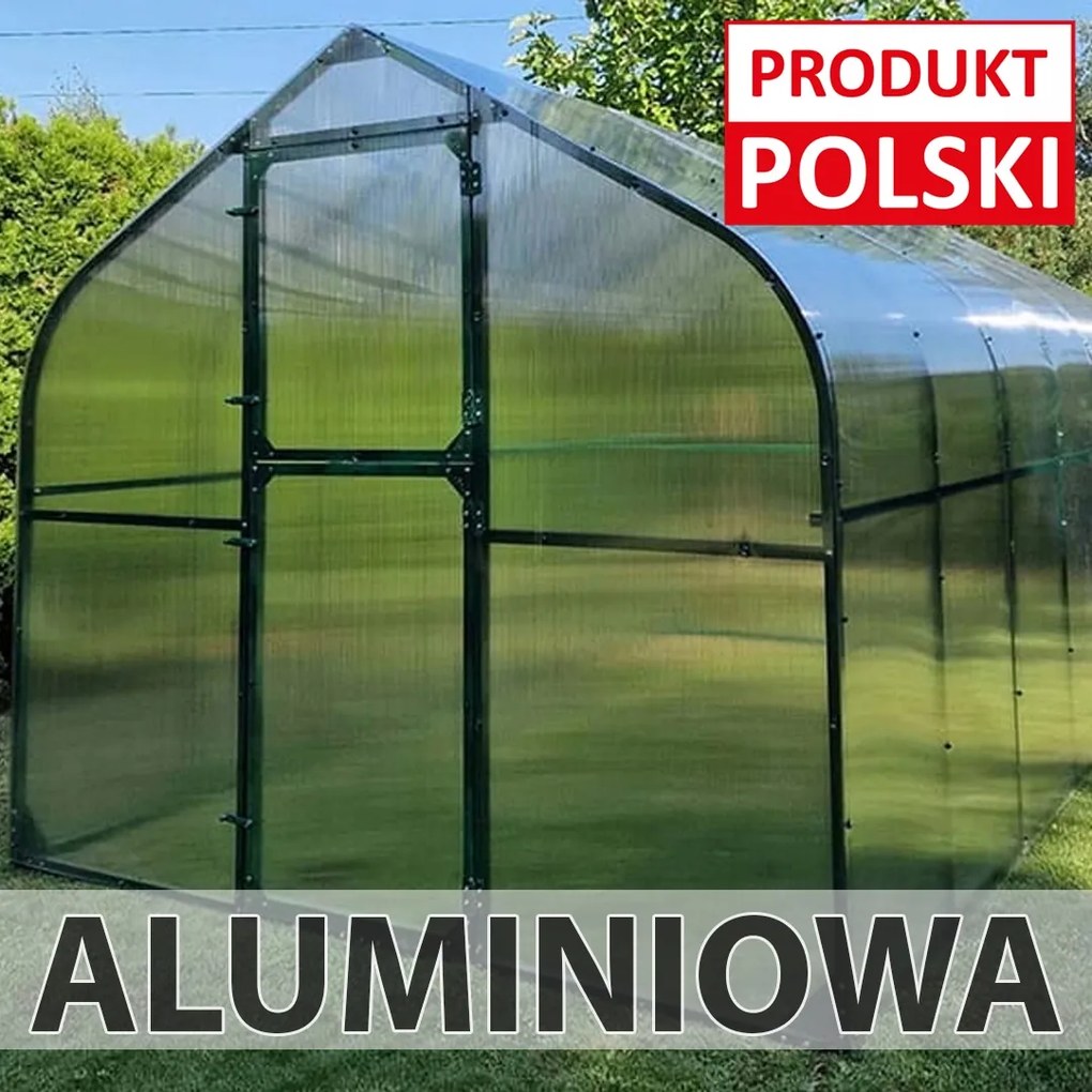 Polykarbonátový Skleník Tunel 15M2 250X600 Ptf Polsko Hliníkový Zelený