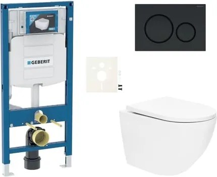 Závěsný WC set Geberit do lehkých stěn / předstěnová + WC SAT SIKOGESTOR67S20BL