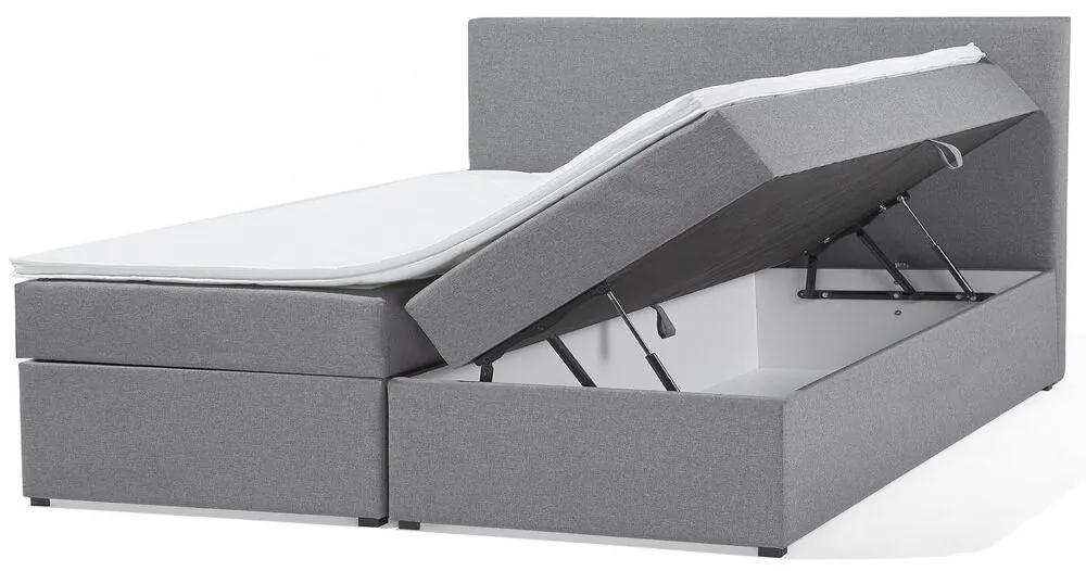 Kontinentální postel šedá s úložným prostorem, 180x200 cm SENATOR Beliani