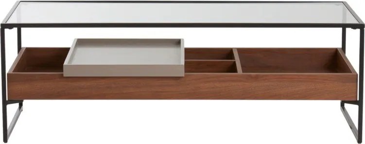 Konferenční stolek se skleněnou deskou v tmavě přírodní barvě 60x120 cm Sveg – Jotex