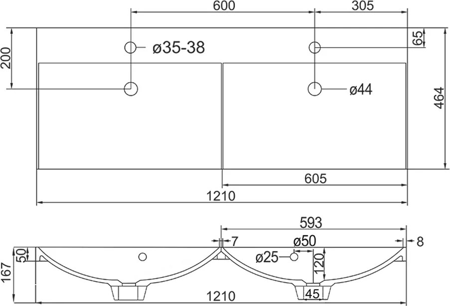 Mereo Mereo, Mailo, koupelnová skříňka s umyvadlem z litého mramoru 121 cm, chrom madlo, CN528M