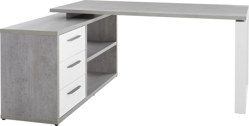 XXXLutz ROHOVÝ PSACÍ STŮL, šedá, vysoce lesklá bílá, 140/170/75 cm Carryhome - Rohové psací stoly - 002593006319