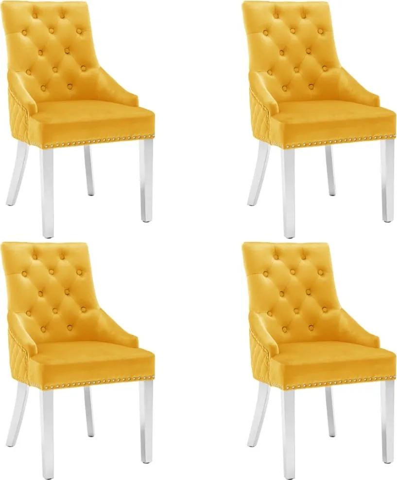 vidaXL Jídelní židle 4 ks samet [3080232] Barva: krémová