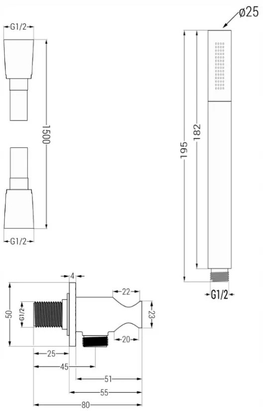 Mexen KAI - 3-výstupová podomítková sprchová sada 6v1, zlatá, 77602-50set