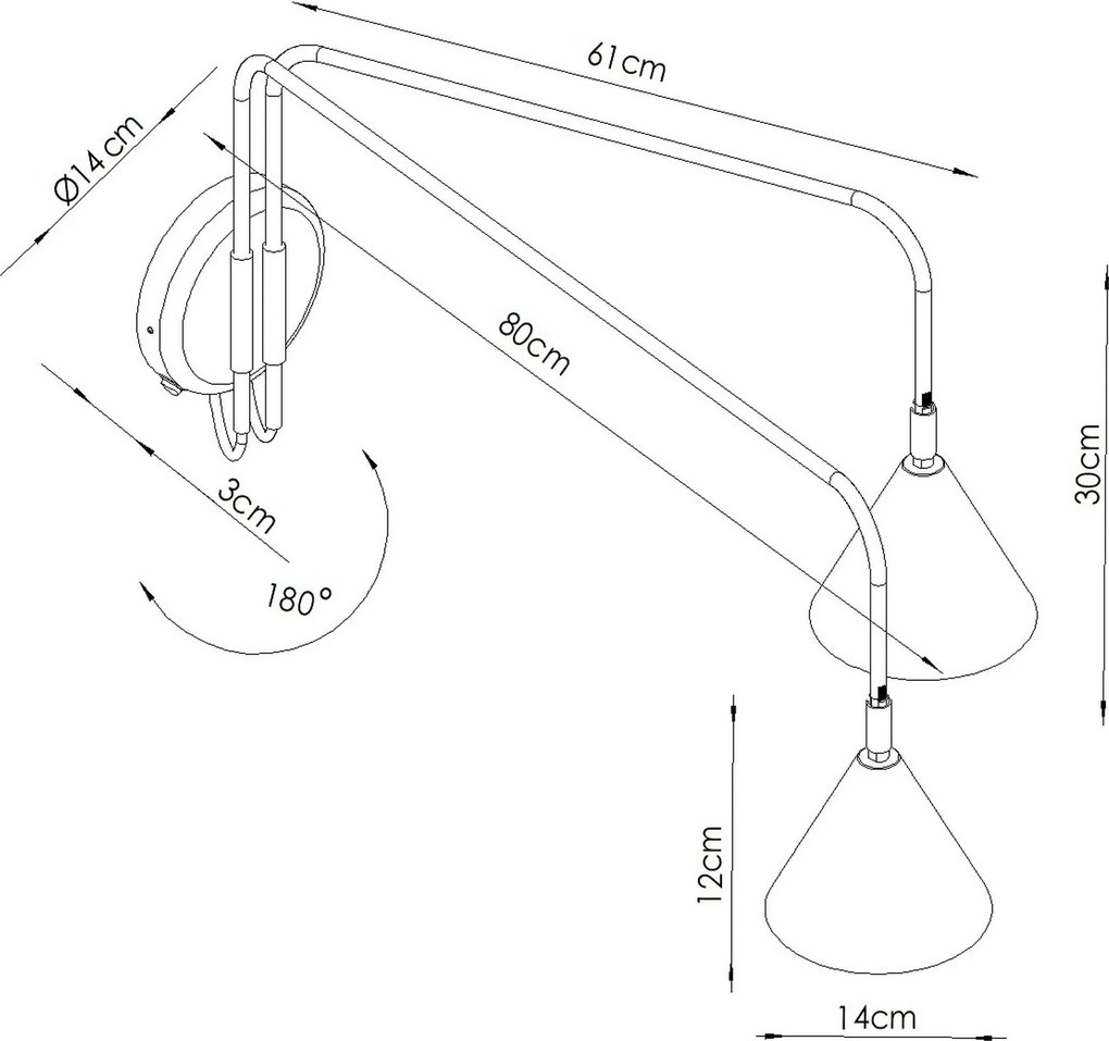 Sollux Lighting Nástěnné svítidlo NOX 2 červené s vypínačem