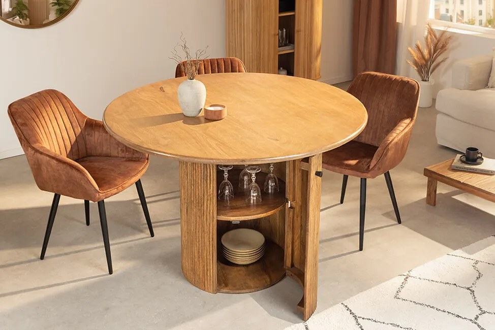 Kulatý stůl do jídelny s úložným prostorem Gap mangové dřevo 120cm