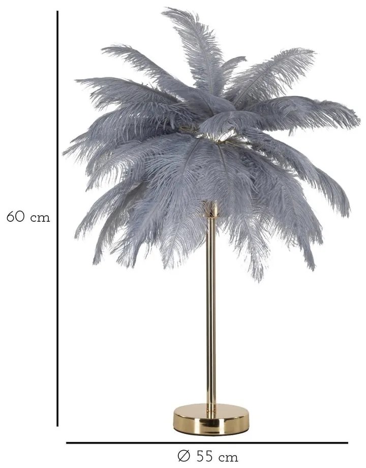 Stolní lampa v šedo-zlaté barvě (výška 55 cm) Palm – Mauro Ferretti