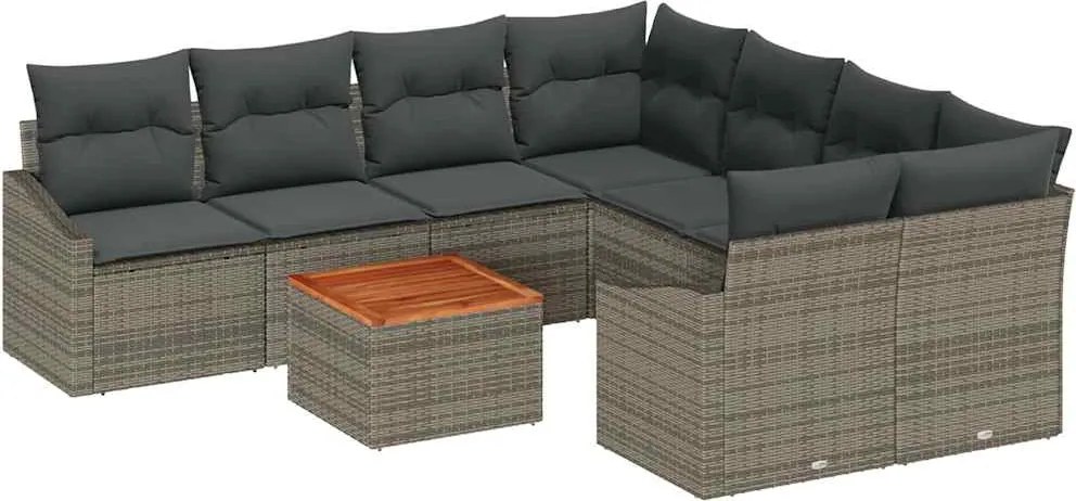 Sada zahradních pohovek 9 ks Šedá polyratan 3356480