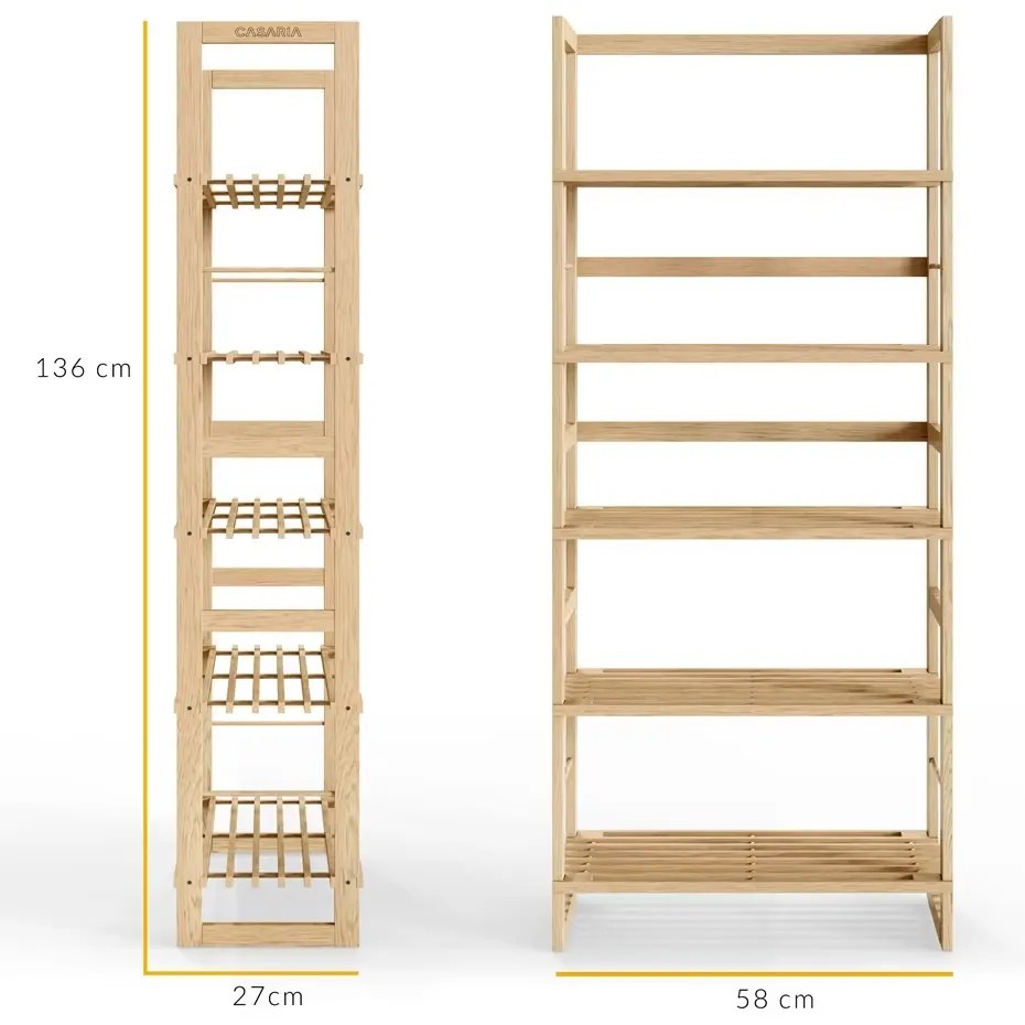 Casaria Regál z masivu Öland 135 x 58 x 27 cm 101461