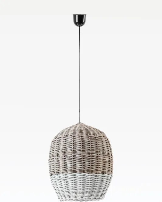 Závěsné svítidlo EGG | Ø16x23cm, proutí / hnědá + bílá | Planta Design (LYL14030BW)