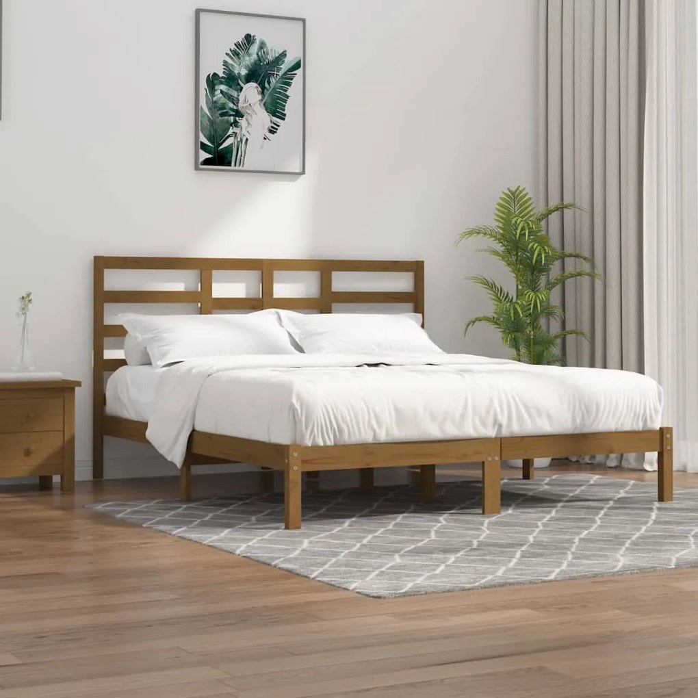 Rám postele medově hnědý masivní dřevo 200 x 200 cm 3105818