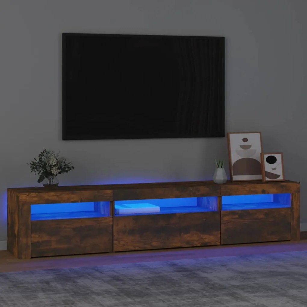 TV skříňka s LED osvětlením kouřový dub 195x35x40 cm 3152743