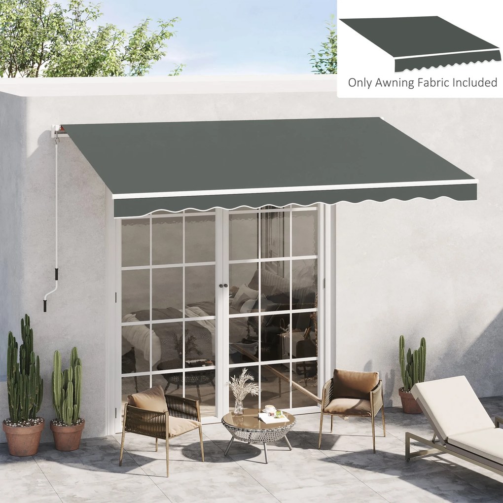 Náhradní plátno Outsunny pro markýzu - Měkký vlnkový lem - Vysoce husté polyesterové 280 g/m² s ochrannou proti UV záření v šedé 3,82D x 2,4Š (projek…