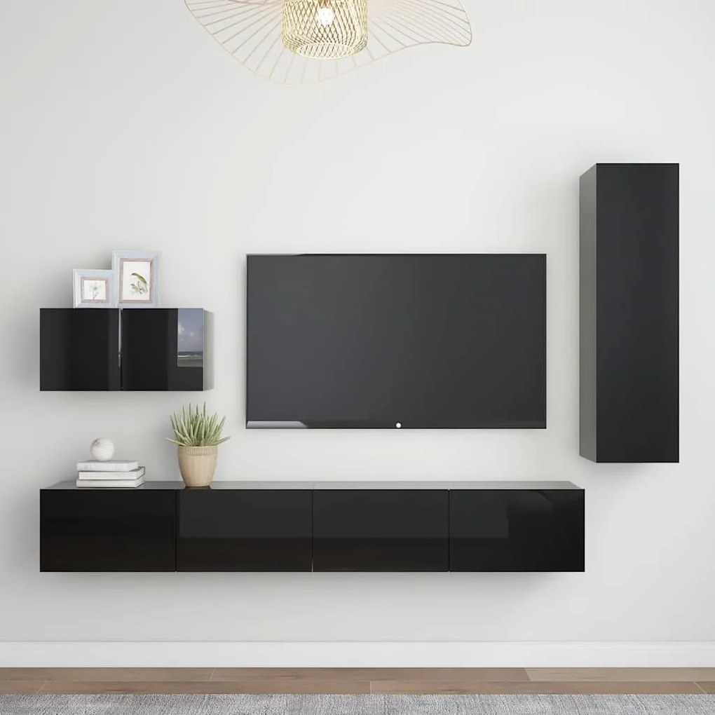 vidaXL 4dílný set TV skříněk kompozitní dřevo [3393329] Barva: Staré dřevo
