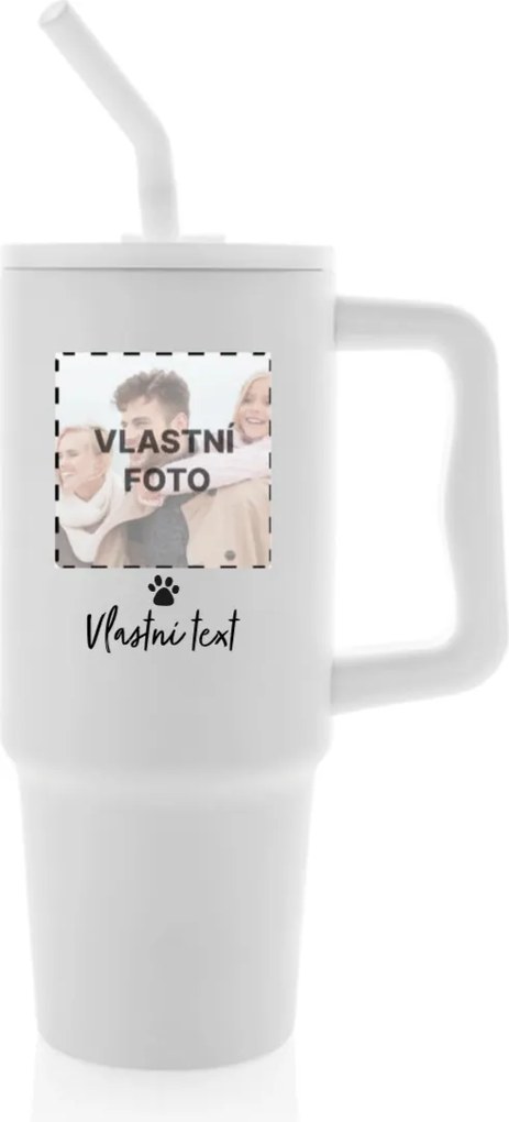Personalizovaná nerezová termoska s barevným víčkem s fotkou mazlíčka a textem