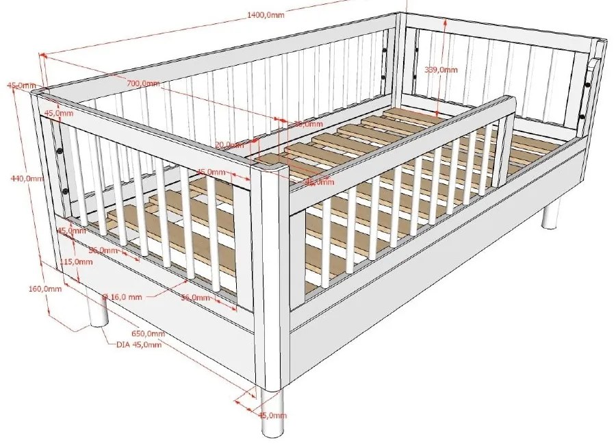 Bílá postýlka z bukového dřeva 70x140 cm Forrest – Vipack