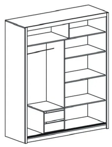 Casarredo Šatní skříň VANCOUVER 180 sonoma/černé sklo