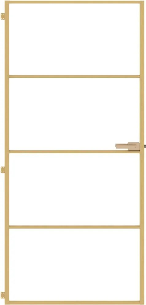 Interiérové dveře úzké zlaté 93x201,5 cm tvrzené sklo a hliník 155134