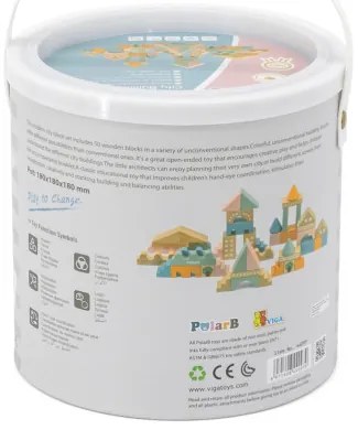 Dřevěné stavební kostky Viga 44093 PolarB Město 50 dílů