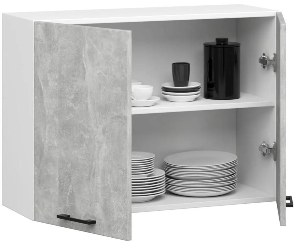 Kuchyňská závěsná skříňka Olivie W I 80 cm bílá/beton