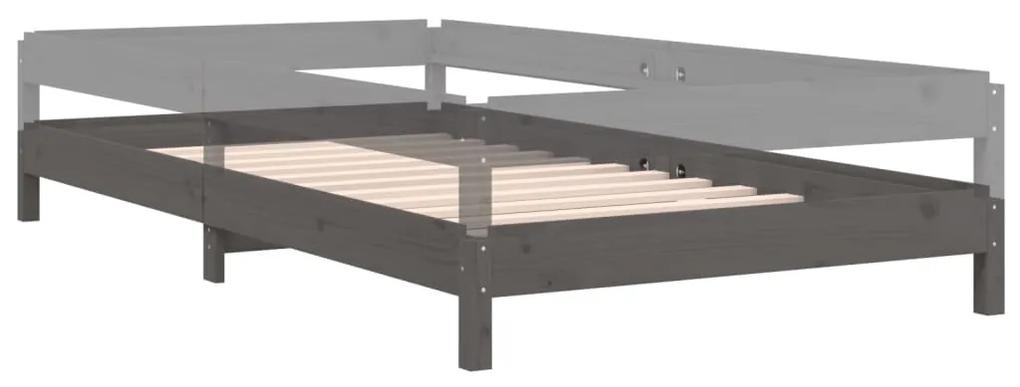 Stohovatelná postel šedá 100 x 200 cm masivní borovice