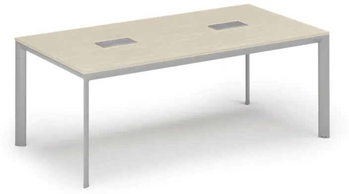 Stůl INVITATION 2000 x 1000 x 740, buk + 2x stolní zásuvka TYP I, stříbrná
