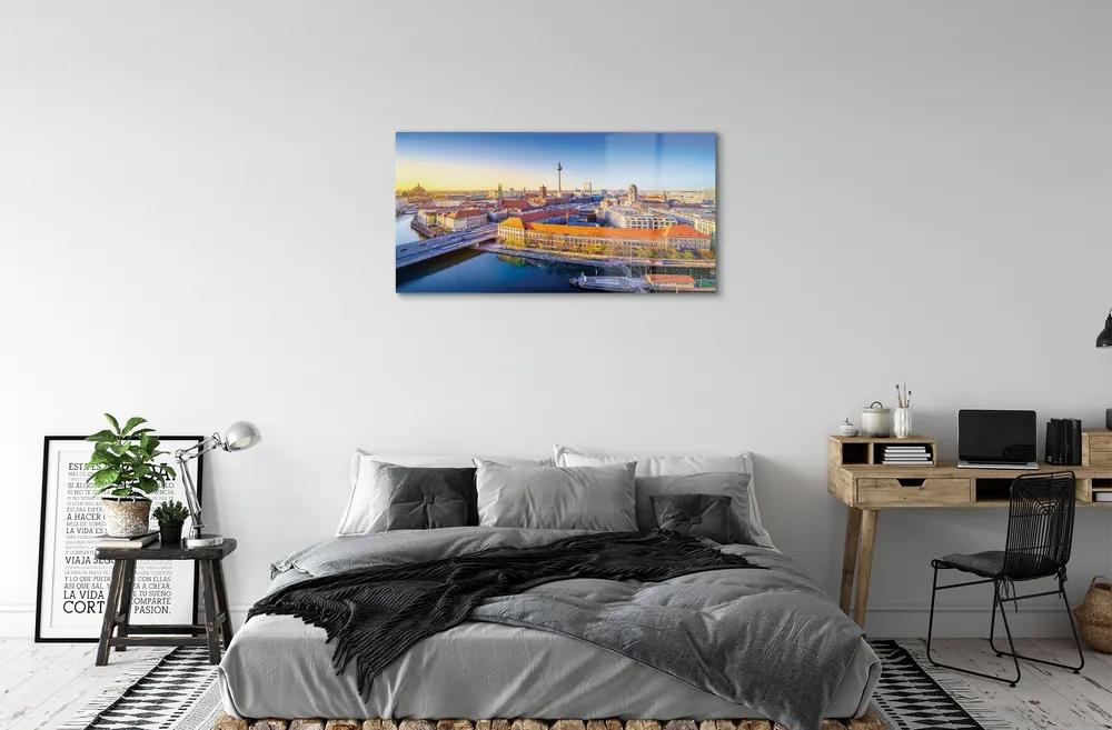 akrylový obraz Berlín říční mosty 100x50 cm