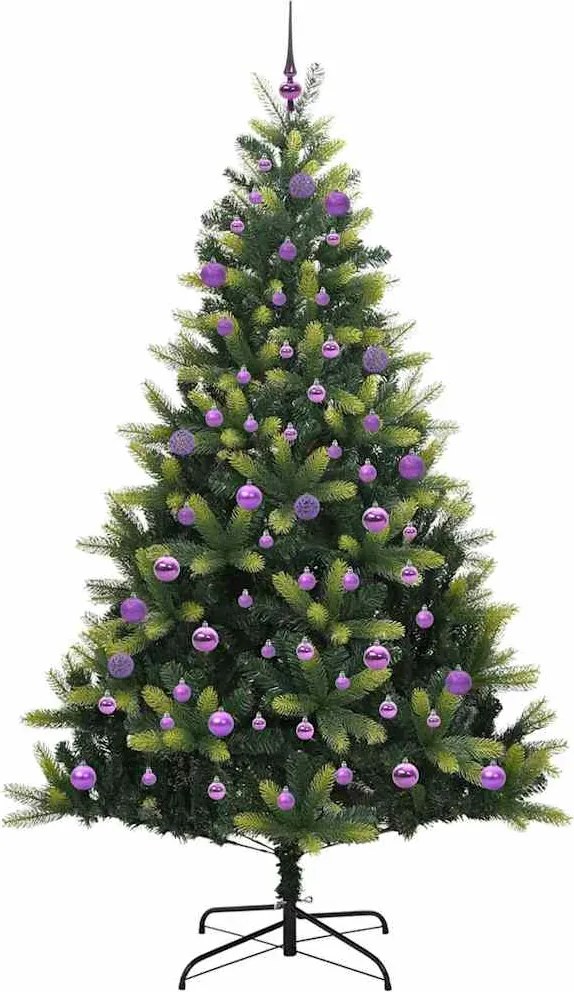 Umělý skládací vánoční stromeček 300 LED Zelená 180 cm PVC a PE 3395997