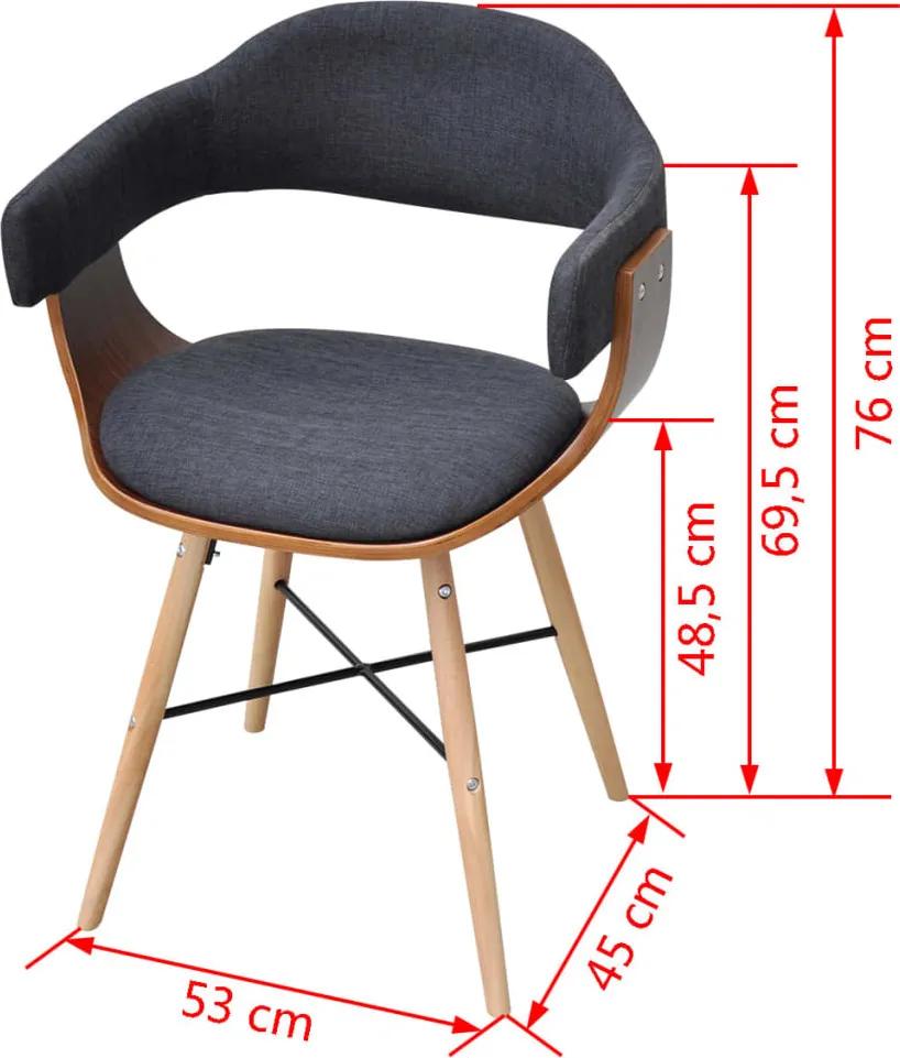 vidaXL Jídelní židle 6 ks černé umělá kůže a ohýbané dřevo [279496] Barva: Tmavě šedá