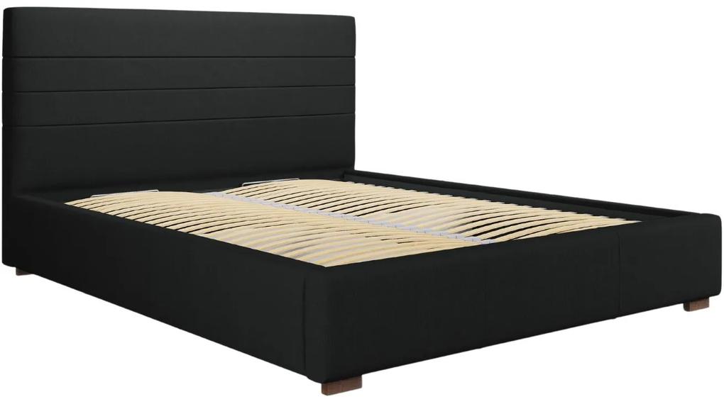 OnaDnes -20% Černá látková postel MICADONI Aranda 180 x 200 cm
