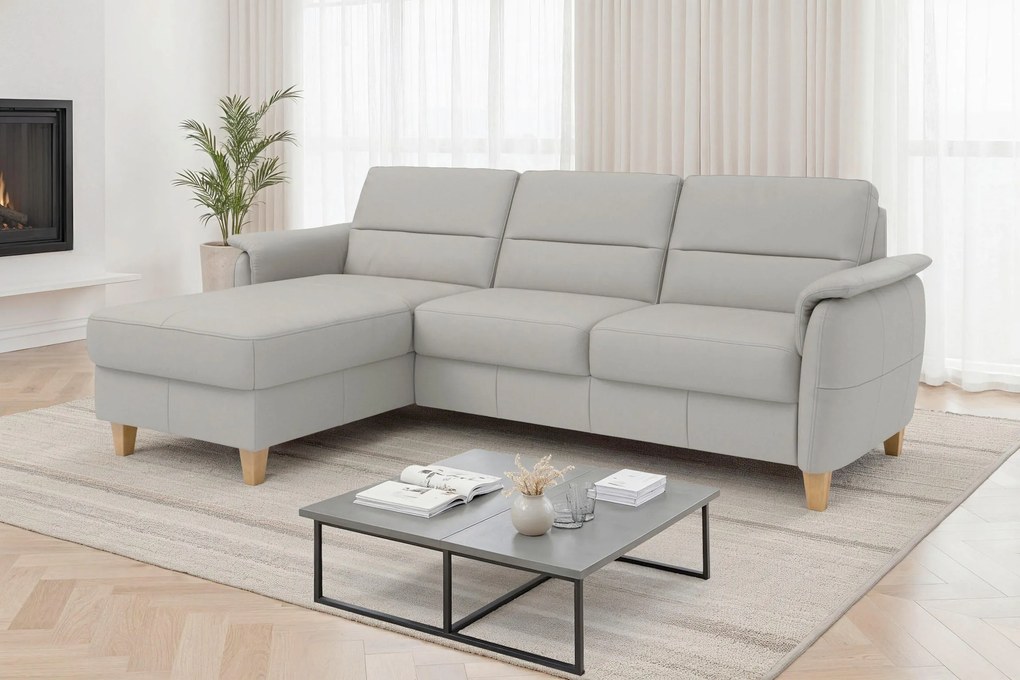XXXLutz ROHOVÁ SEDAČKA, kůže, světle šedá Sit & More - Sedací soupravy - 000144033291