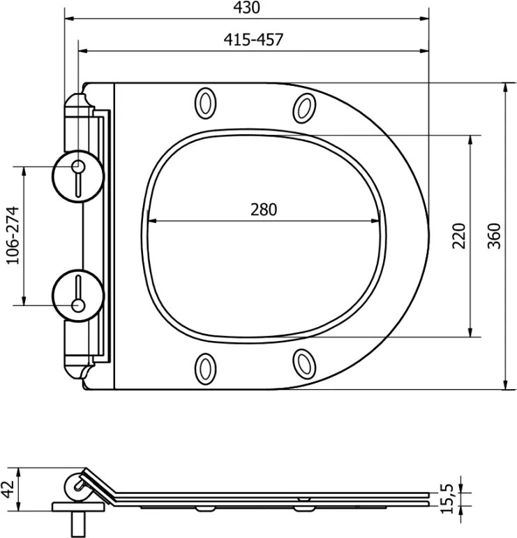 Mexen Lena, slim toaletní WC sedátko s pomalým zavíráním, duroplast, černá lesklá, 39242070