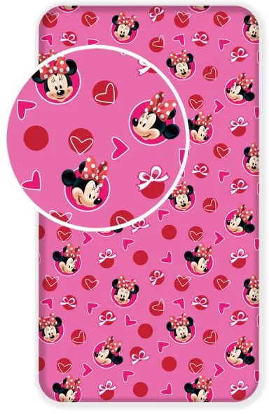 Jerry Fabrics Prostěradlo Minnie Hearts 02 90x200x25 cm