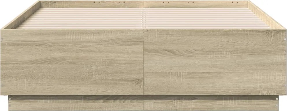Rám postele s LED osvětlením dub sonoma 120 x 190 cm kompozit 3209655