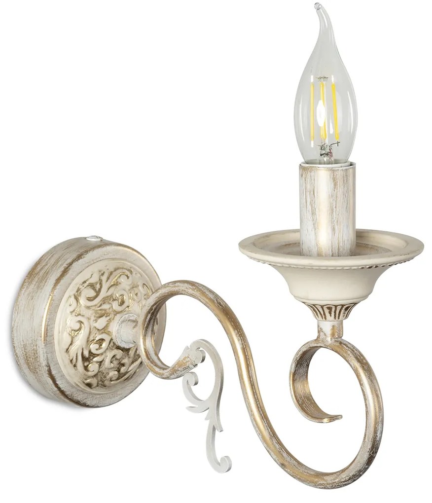 Light for home - Nástěnné svítidlo 50311 "AFRODITA", 1x40W, E14, bílá, béžová, zlatá, patina