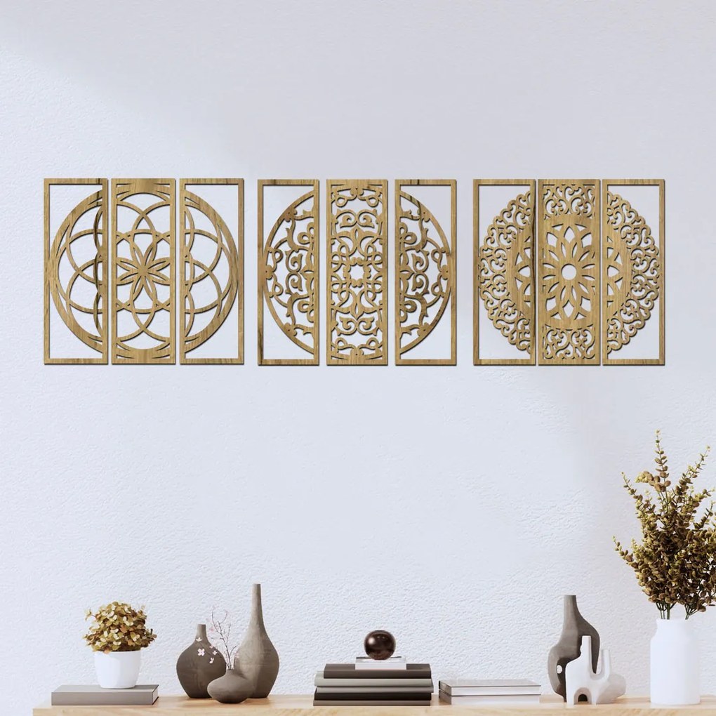 dřevo života Kolekce 3 dřevěných mandal Zvolte rozměr (cm): 40x40, Zvolte barvu dekoru: Horský dub