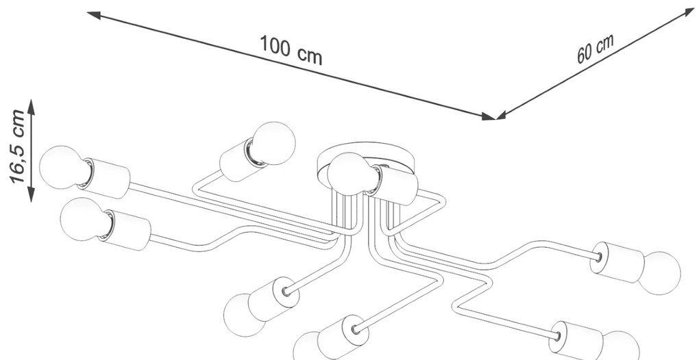 Stropní svítidlo Timbo 8, dřevěné tělo svítidla, w