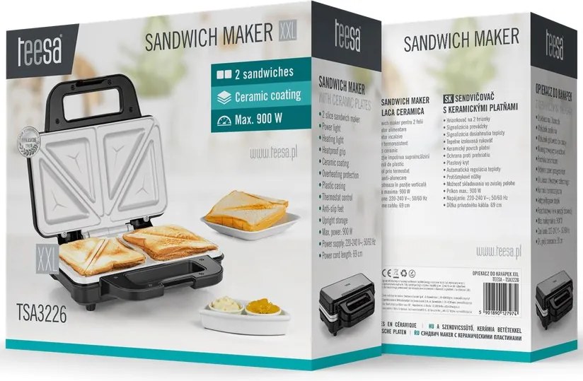 Sendvičovač TEESA TSA3226 XXL toaster, 900 W